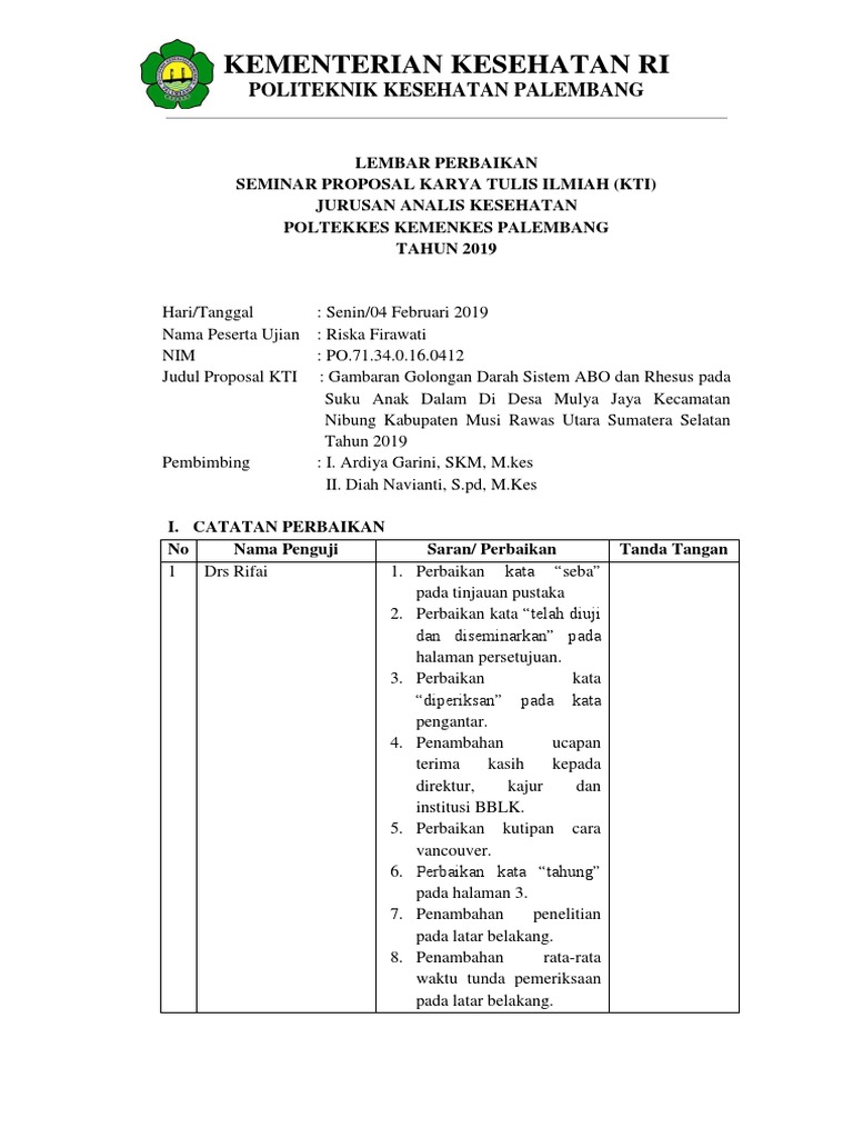 Lembar Perbaikan | PDF