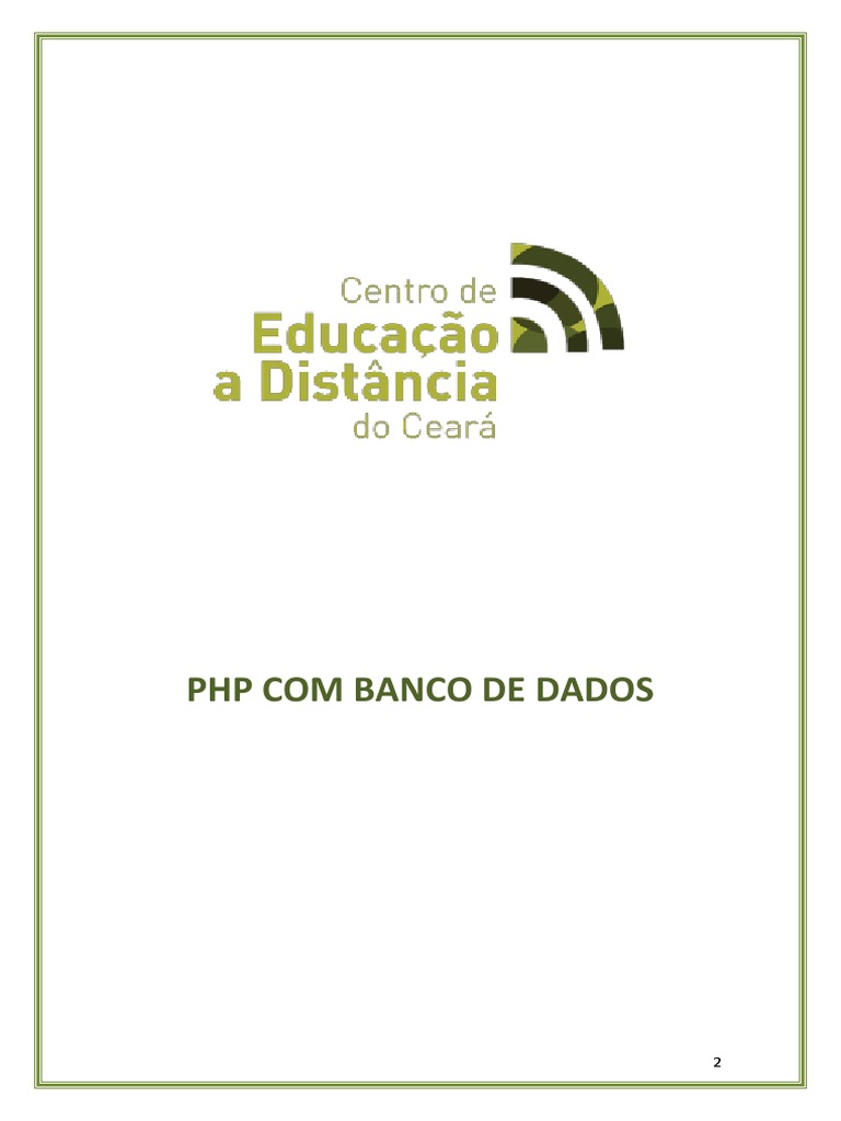 PHP Com Banco de Dados PDF | PDF | Php | Estrutura de dados de matriz