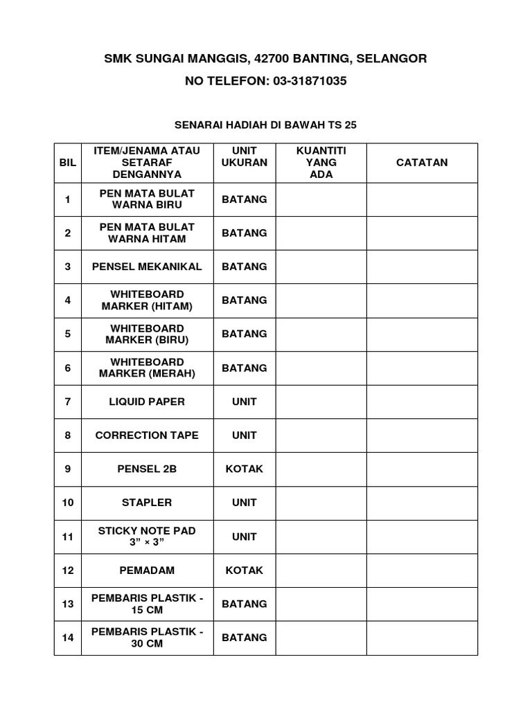Quotation Alat Tulis (Cek 2019) | PDF