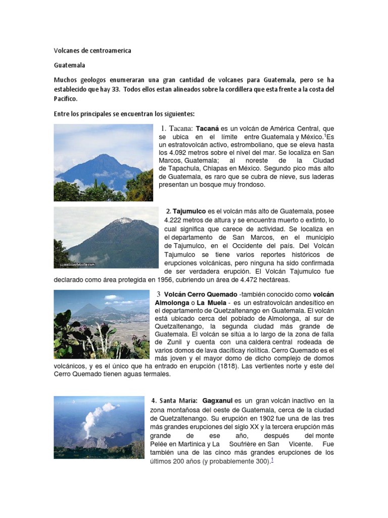 Volcanes de Centroamérica: Guía Completa | PDF | Estructura de la ...
