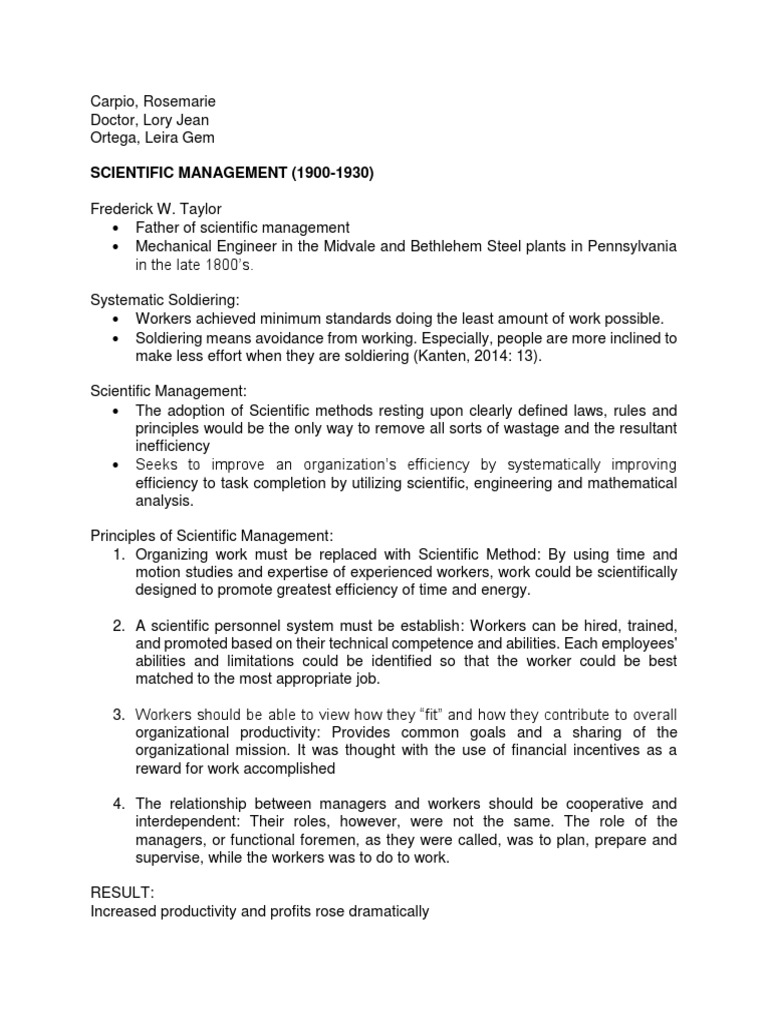Scientific Management | PDF