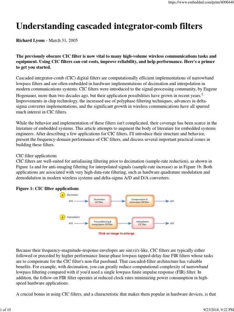 Understanding Cic Filters Pdf Filter Signal Processing Sampling Signal Processing 