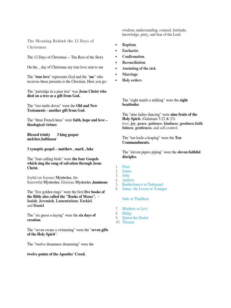The Meaning Behind The 12 Days of Christmas | PDF | Jesus | Religious ...