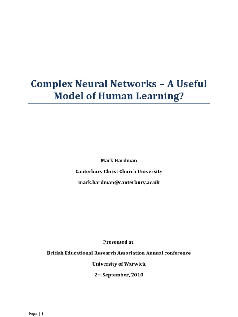 Complex Neural Networks Paper | PDF | Artificial Neural Network | Brain