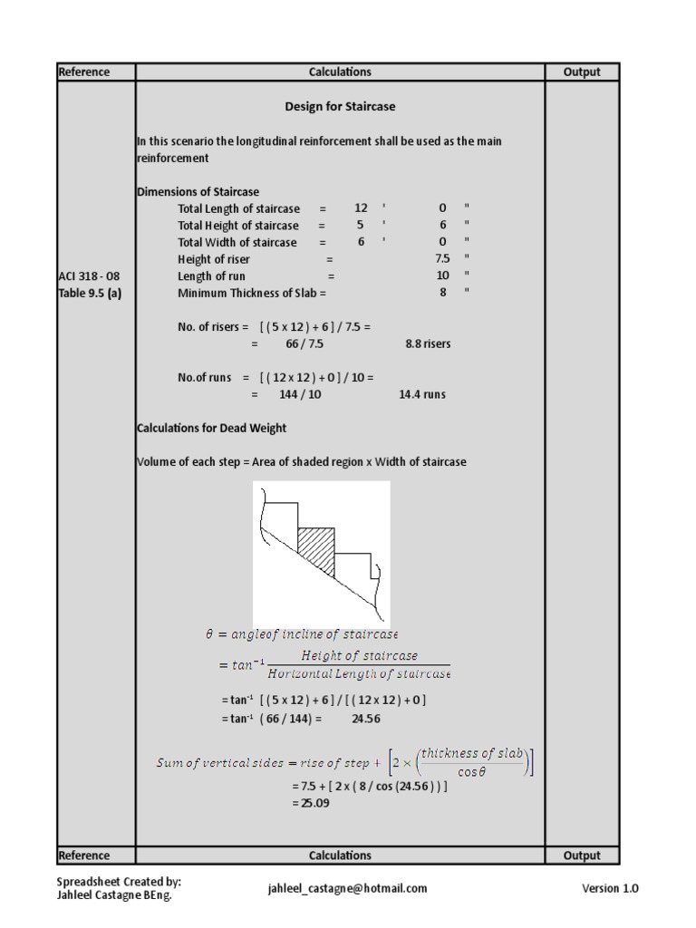 Staircase Design - ACI 318 - 08 | PDF | Engineering | Concrete