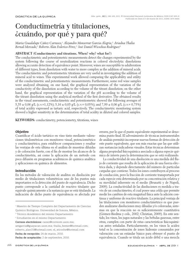 Conductimetría y Titulaciones, ¿Cuándo, Por Qué y para Qué? | PDF ...