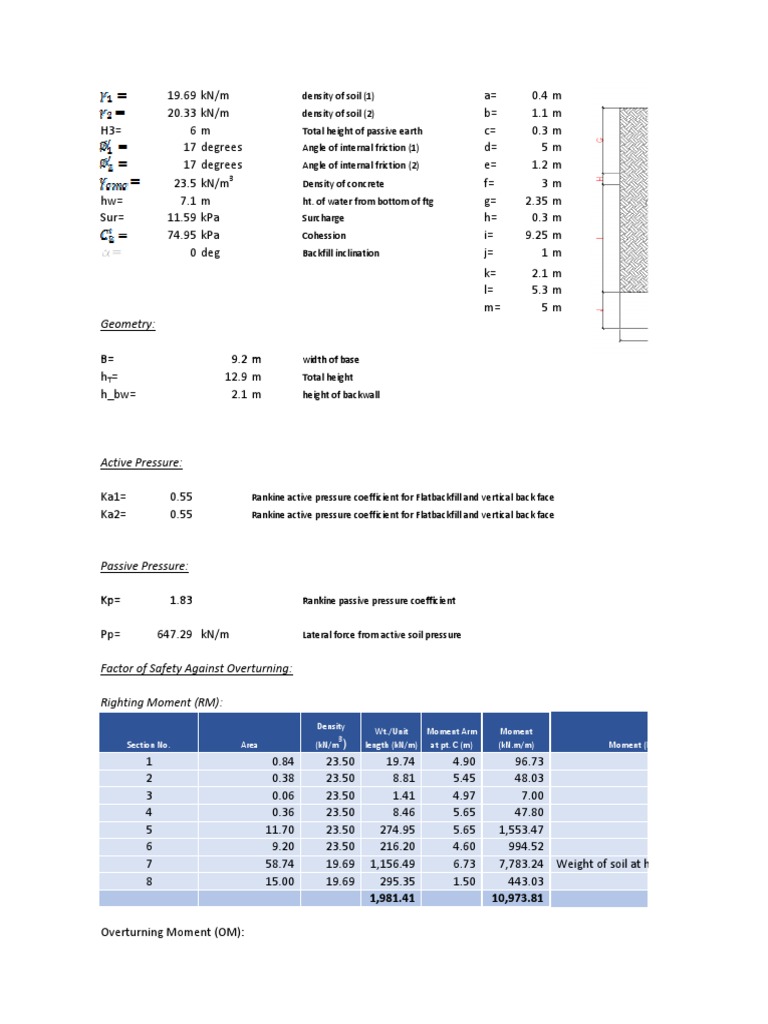 Abutment Design Spreadsheet Format | Download Free PDF | Physical Quantities | Mechanical ...