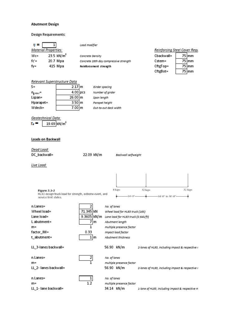 Bridge Load Spreadsheet Format | PDF | Structural Load | Building Engineering