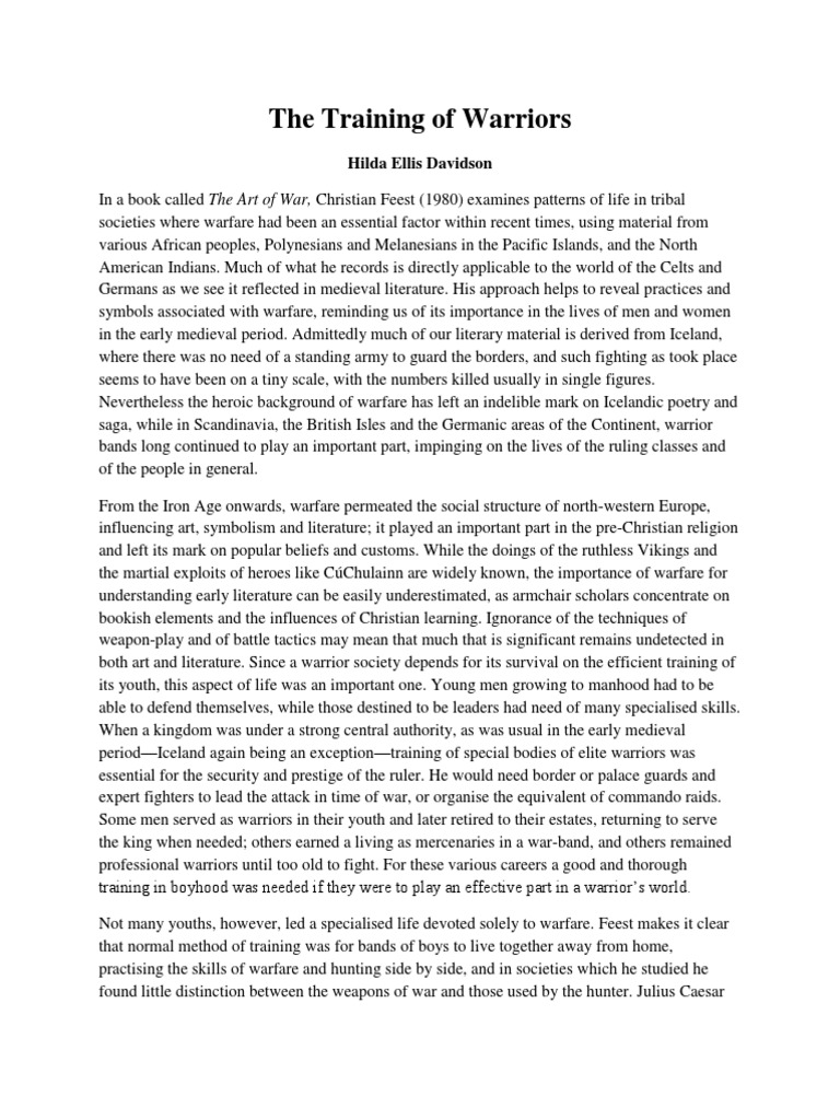 H R E Davidson The Training of Warriors 1989 | PDF | Unrest