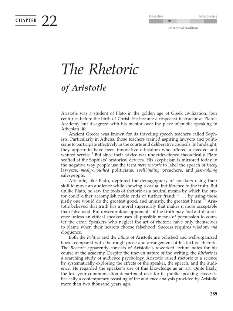 The Rhetoric: Aristotle | PDF | Rhetoric | Public Speaking