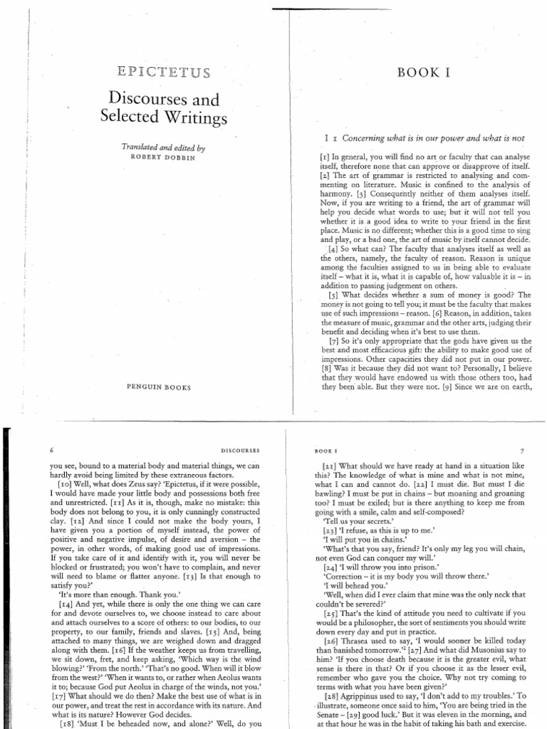 Discourses and Selected Writings: Epictetus | PDF | Epictetus | Reason