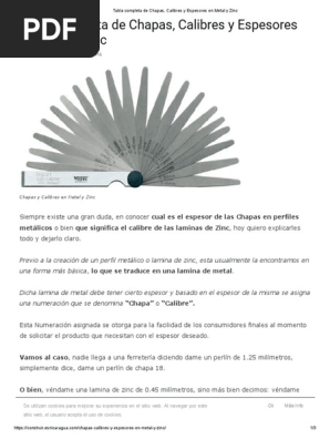 Tabla De Calibres De Chapa Para Imprimir