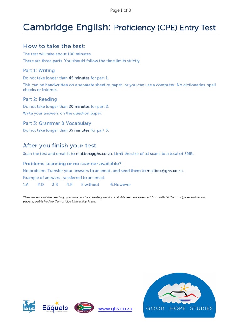 Cambridge English:: Proficiency (CPE) Entry Test | PDF | Advertising