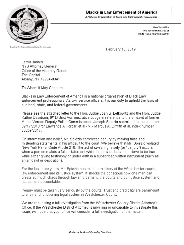Letters Requesting Perjury Investigation of Joseph Spiezio | Perjury ...