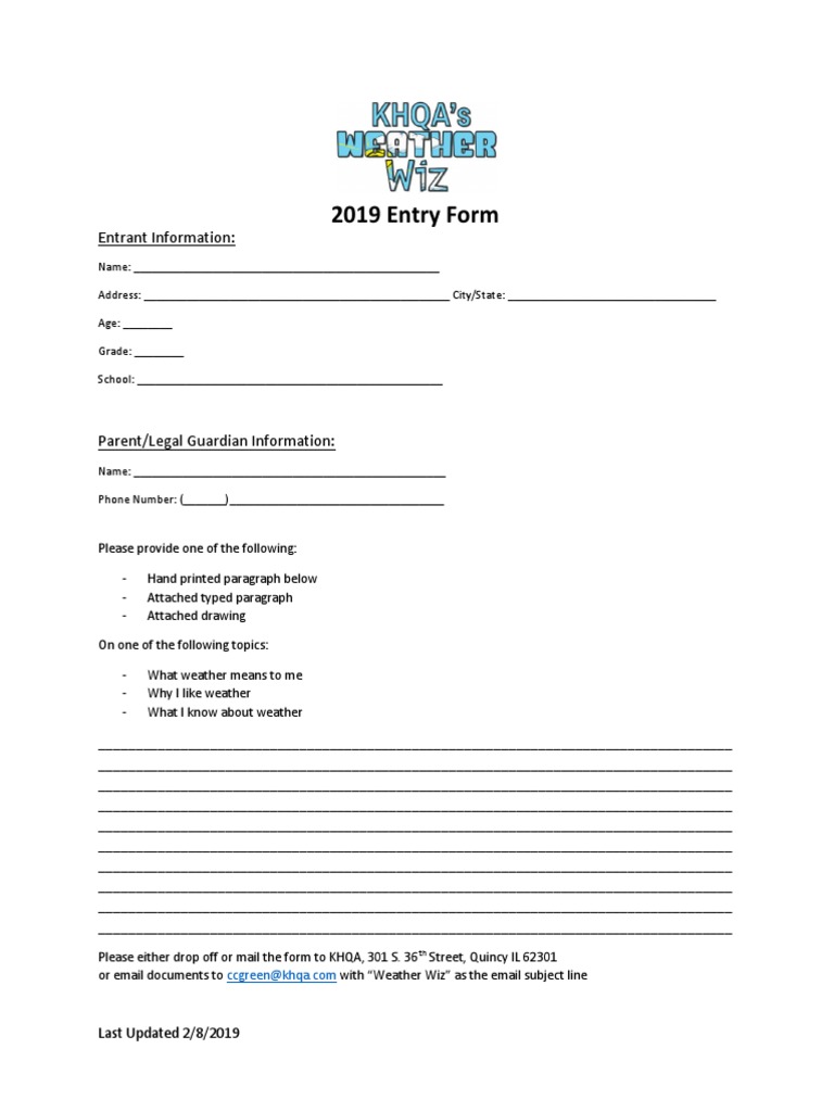 2019 Weather Wiz Entry Form | PDF