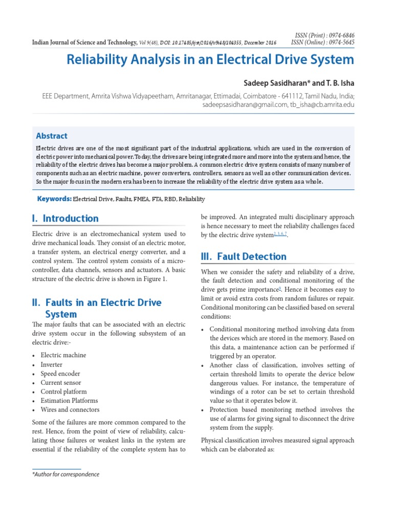Reliability Analysis in An Electrical Drive System 104355-241916-2-PB ...