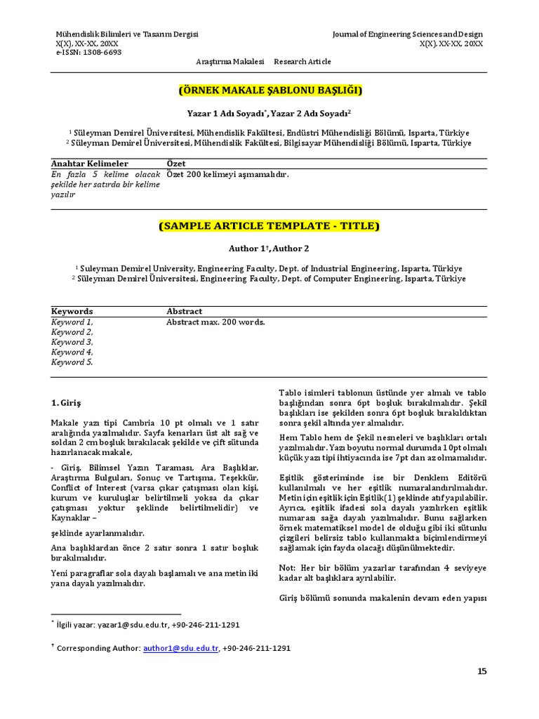 Ornek Makale Dergi Istegi | PDF Ornek Makale Dergi Istegi | PDF