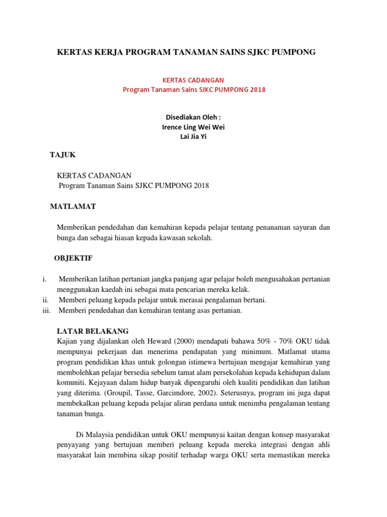 Kertas Kerja Sayur | PDF