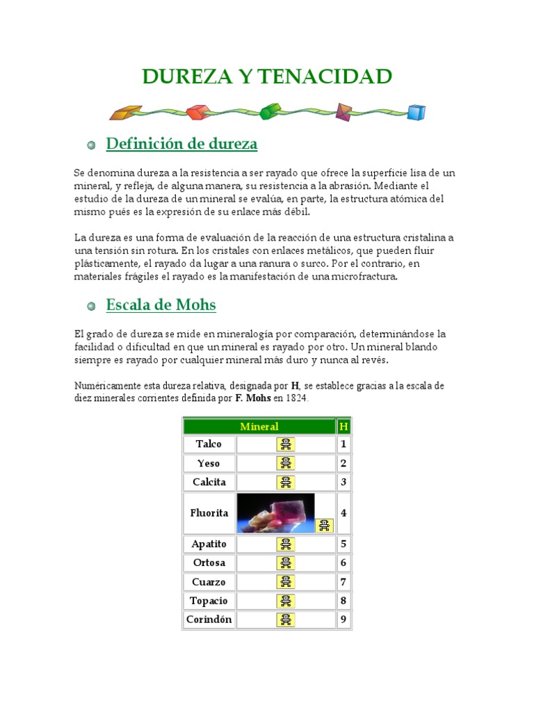 Dureza Y Tenacidad: Definición de dureza | Minerales | Dureza