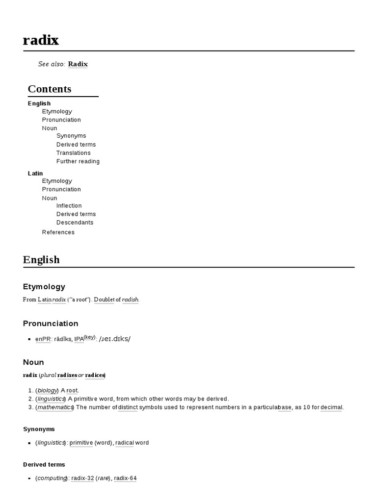 Radix | PDF | Grammatical Number | Latin
