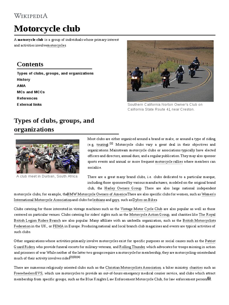 Motorcycle Club | PDF | Motorcycling Subculture | Motorcycling