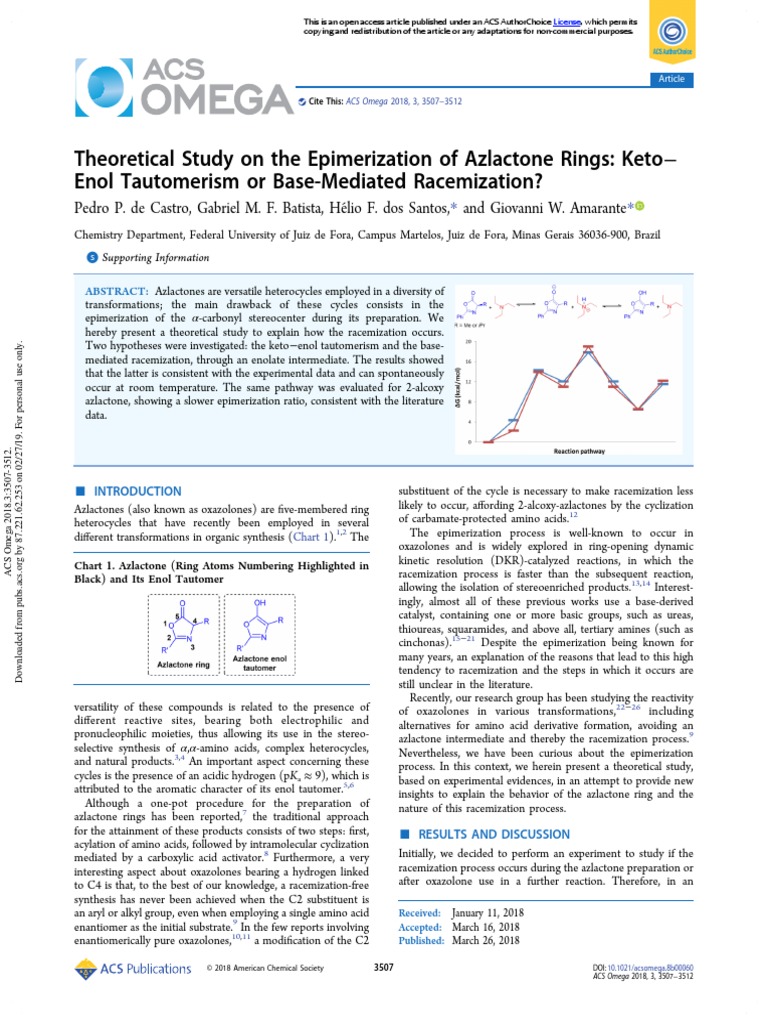 Theoretical Study On The Epimerization of Azlactone Rings: Keto Enol ...