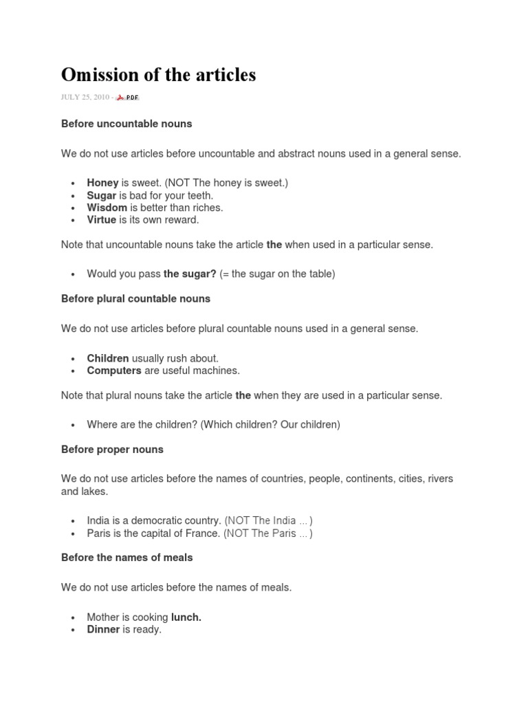 Understanding Article Omission Rules | PDF | Language Arts & Discipline