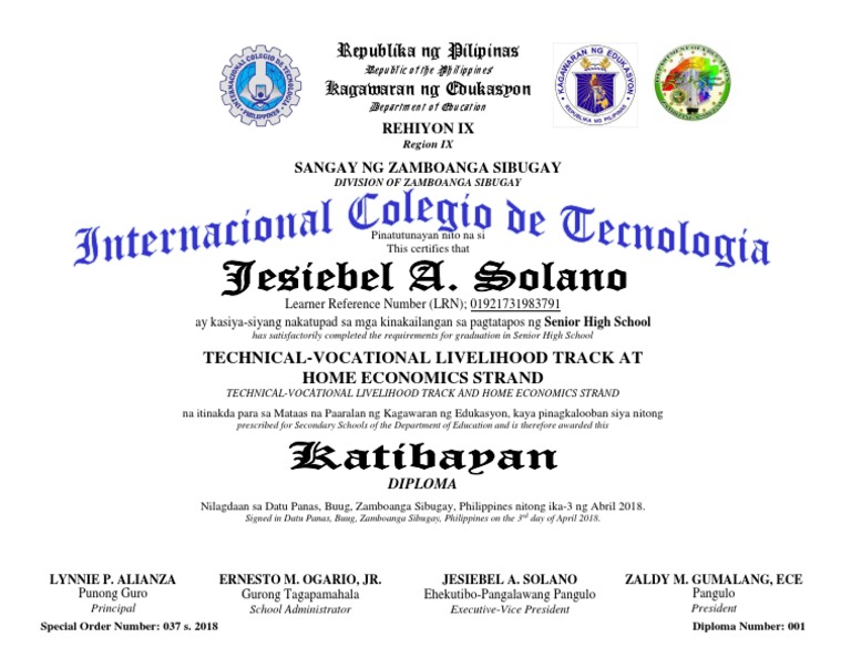 Republika NG Pilipinas Kagawaran NG Edukasyon: Rehiyon Ix Sangay NG ...