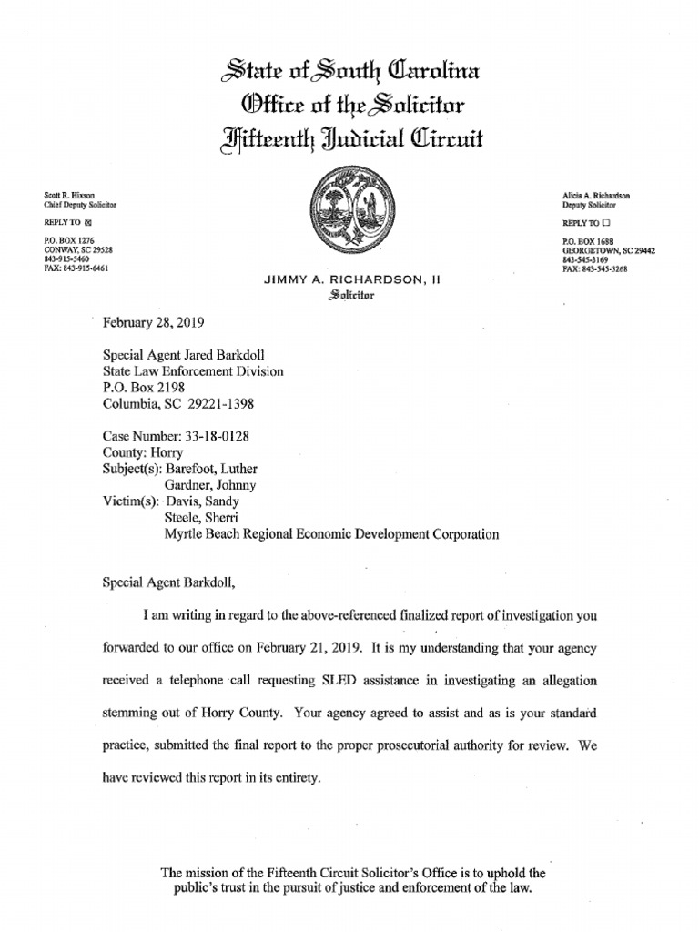 SLED Extortion Investigation Letter | PDF