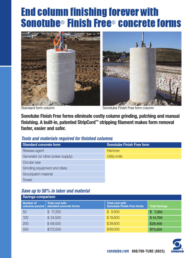 Sonotube Finish Free Cost Savings Guide | PDF | Building Materials ...