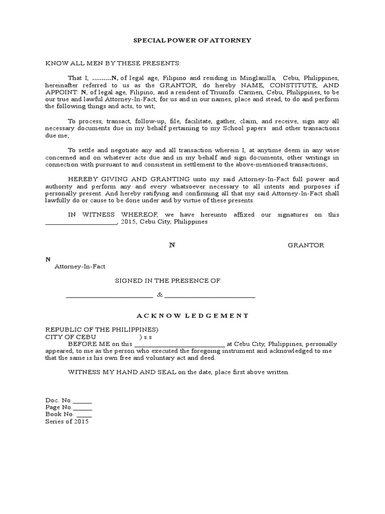 Special Power of Attorney | PDF