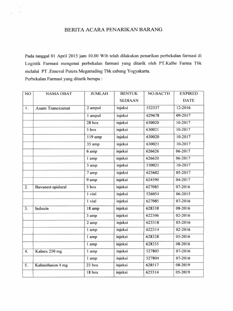 Berita Acara Penarikan Barang | PDF