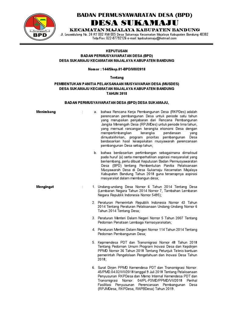 SK Panitia MUSDES BPD | PDF