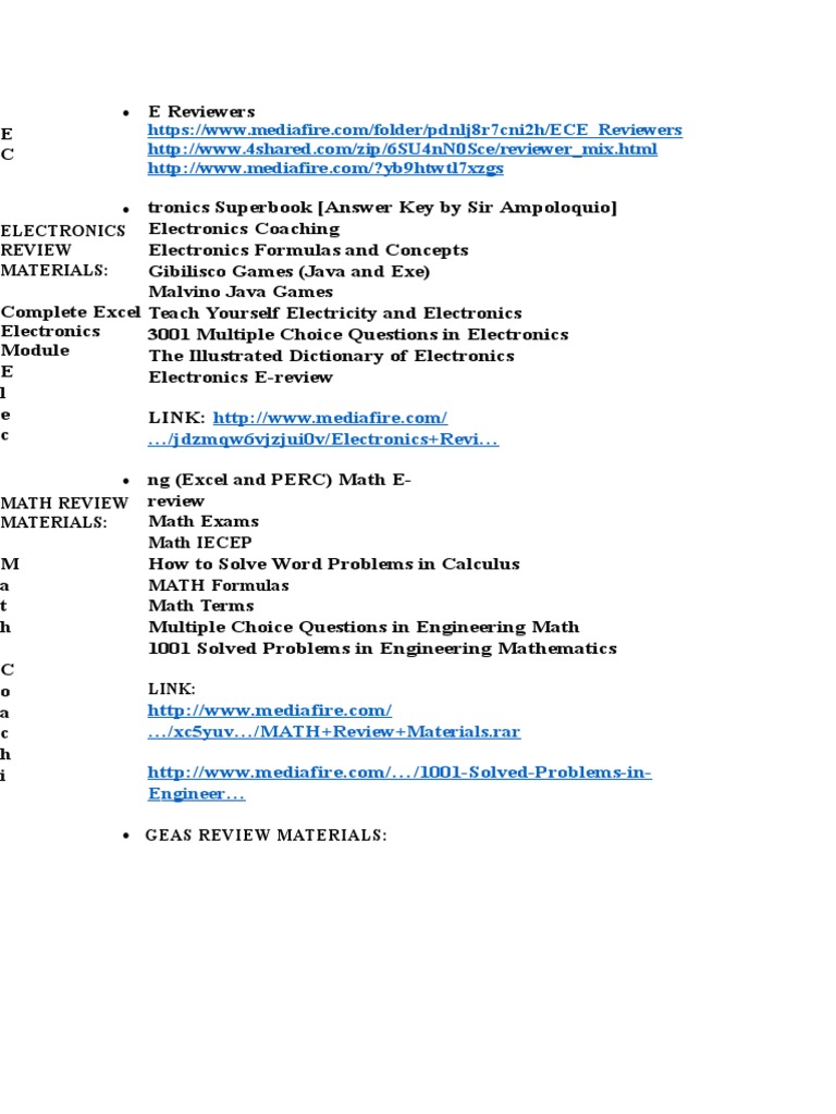 ECE and GEAS Review Resources | PDF | Teaching Mathematics | Engineering