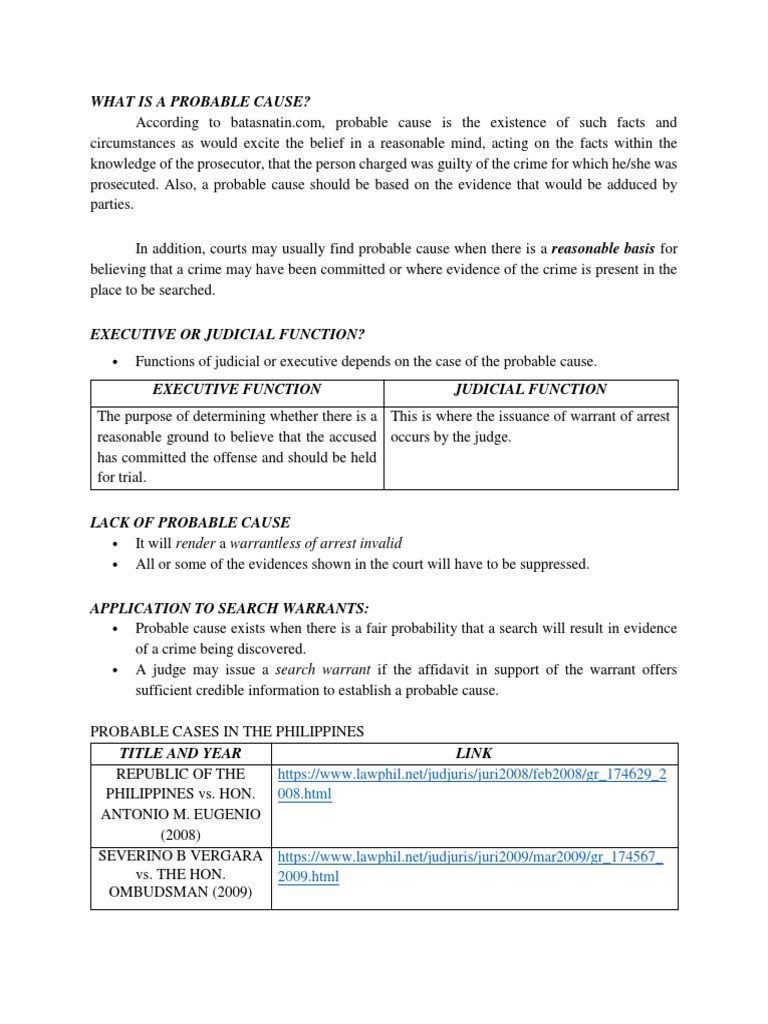 Understanding Probable Cause in Law | PDF | Probable Cause | Search Warrant