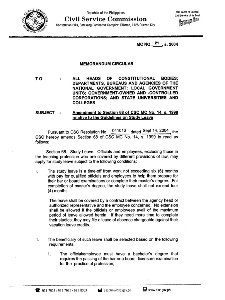 Guidelines For Request For Study Leave PDF | PDF