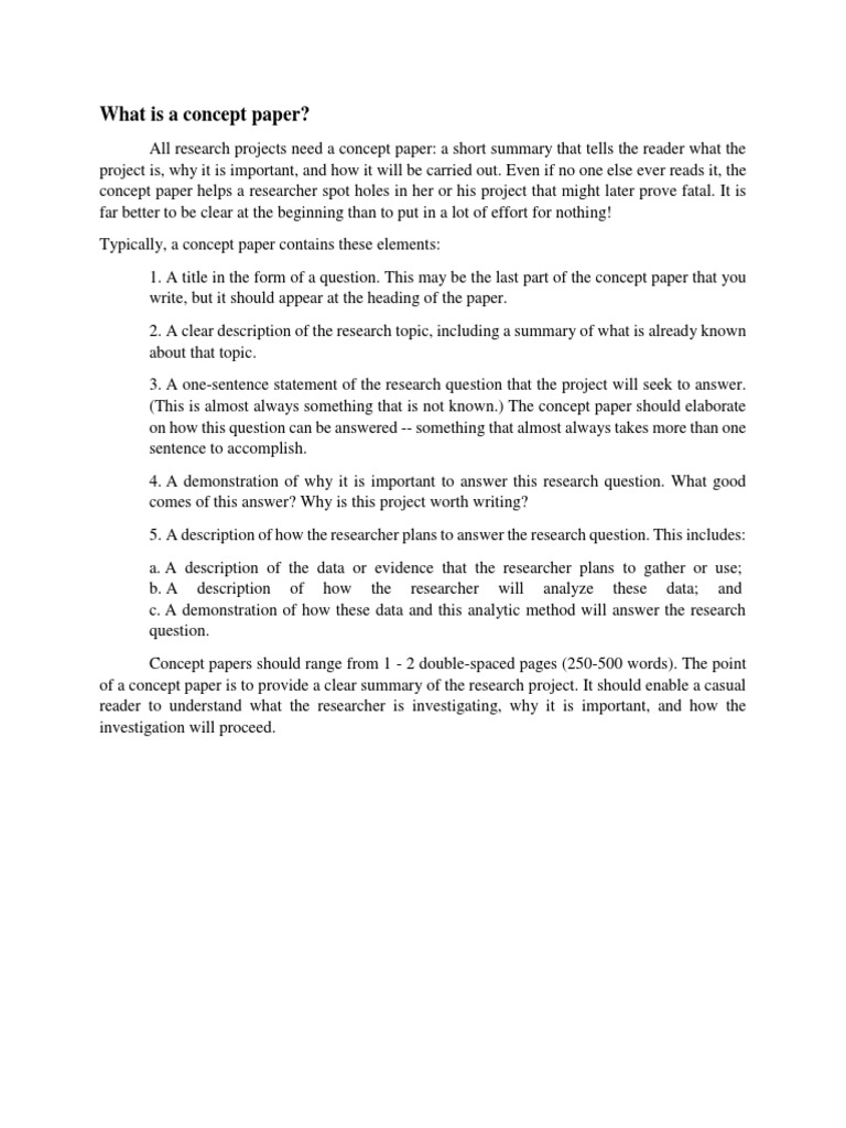 What Is A Concept Paper? | PDF | Question | Data