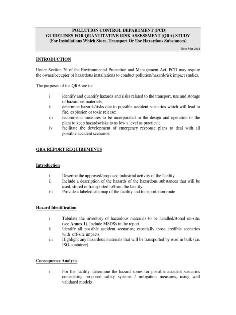 Singapore QRA Guidelines (Before 2016) | PDF | Hazards | Risk