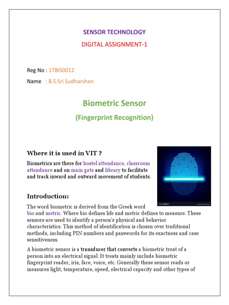 Sensor Technology | PDF | Fingerprint | Biometrics