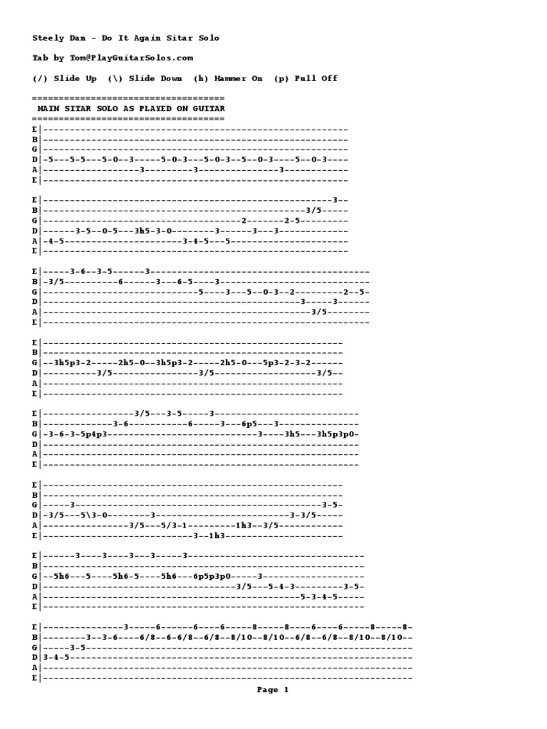 Steely Dan Do It Again Guitar Tab | PDF | Popular Music | Rock Music