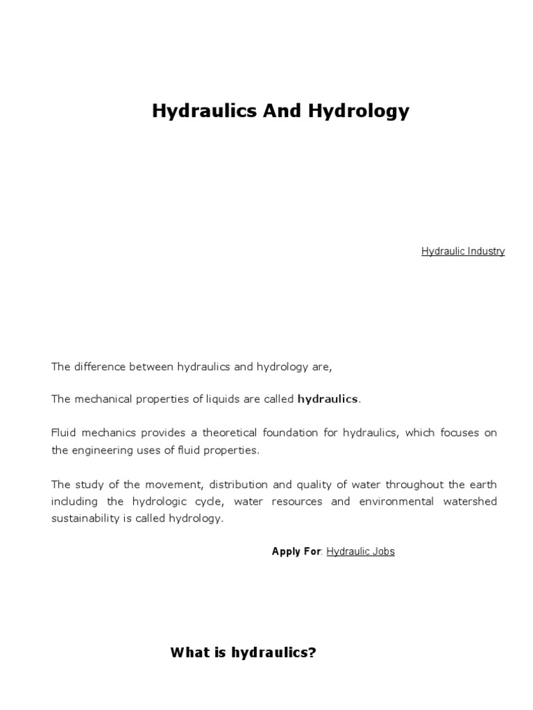 Hydrology vs. Hydraulics Explained | PDF