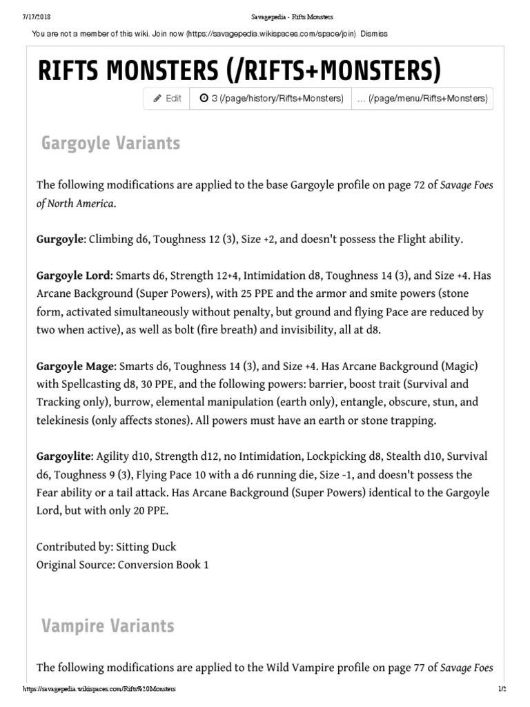 Savagepedia - Rifts Monsters | PDF | Leisure