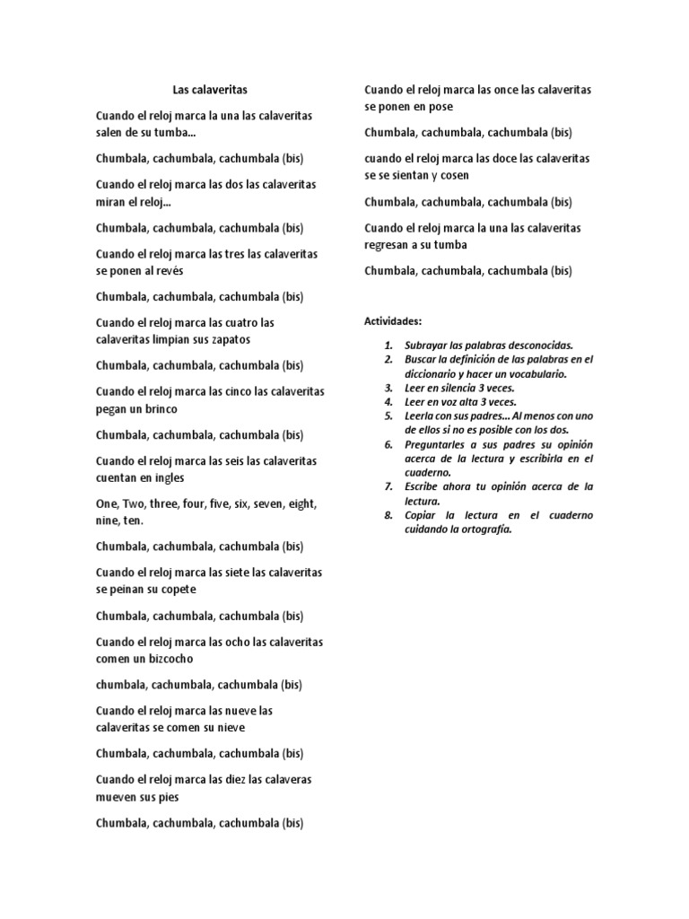 Cancion Las Calaveras | PDF