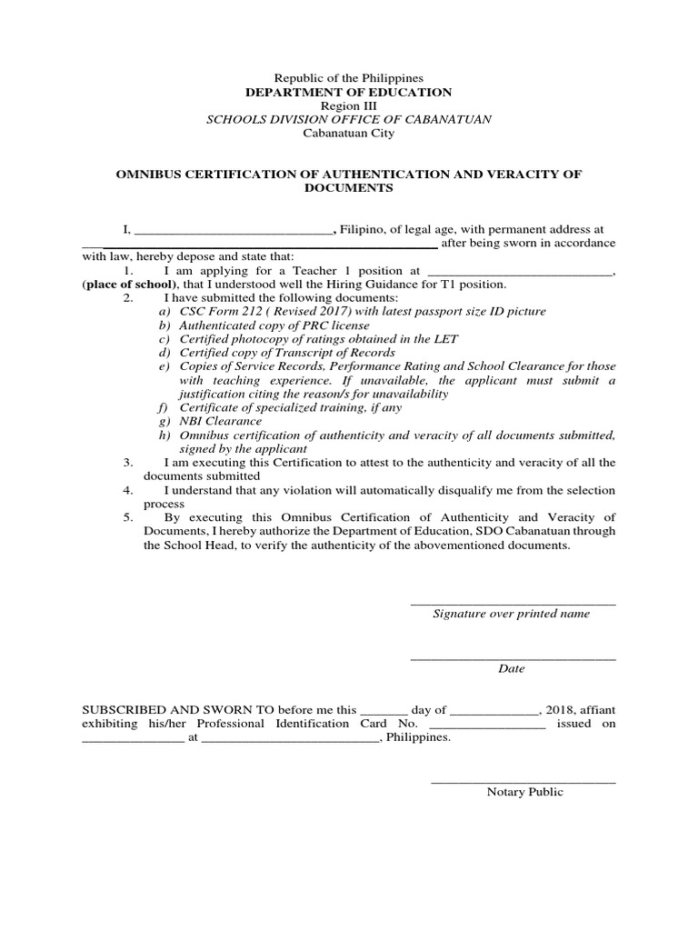 Omnibus Sample | PDF | Identity Document | Authentication