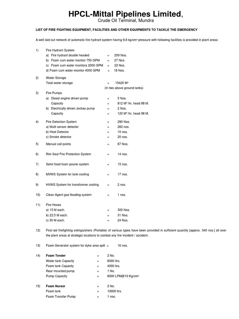 List of Fire Fighting Equipment | PDF | Firefighting | Fires