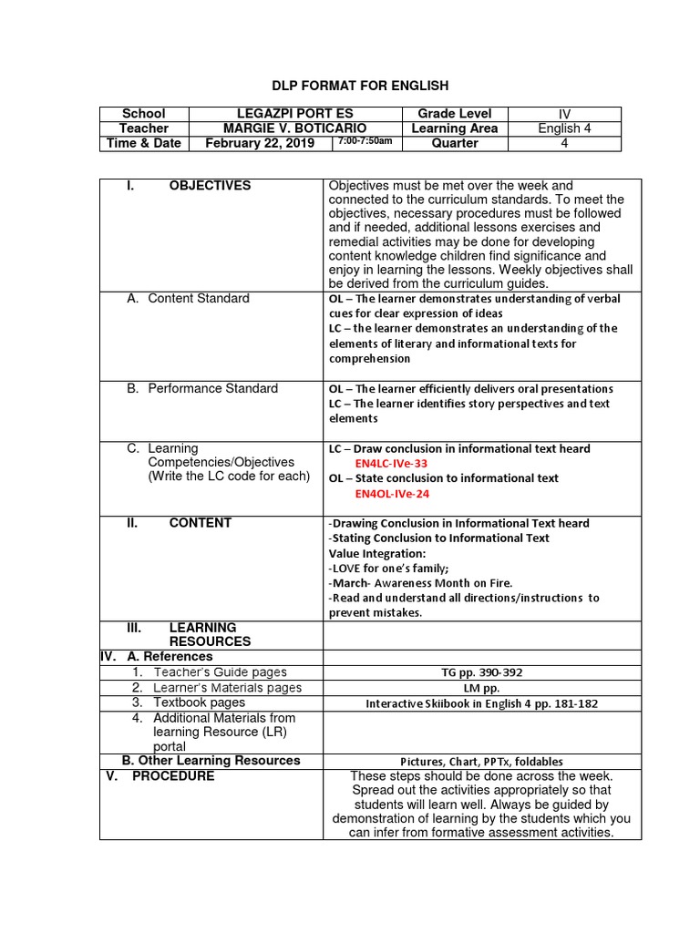 DLP Cot 3 | PDF | Curriculum | Reading (Process)