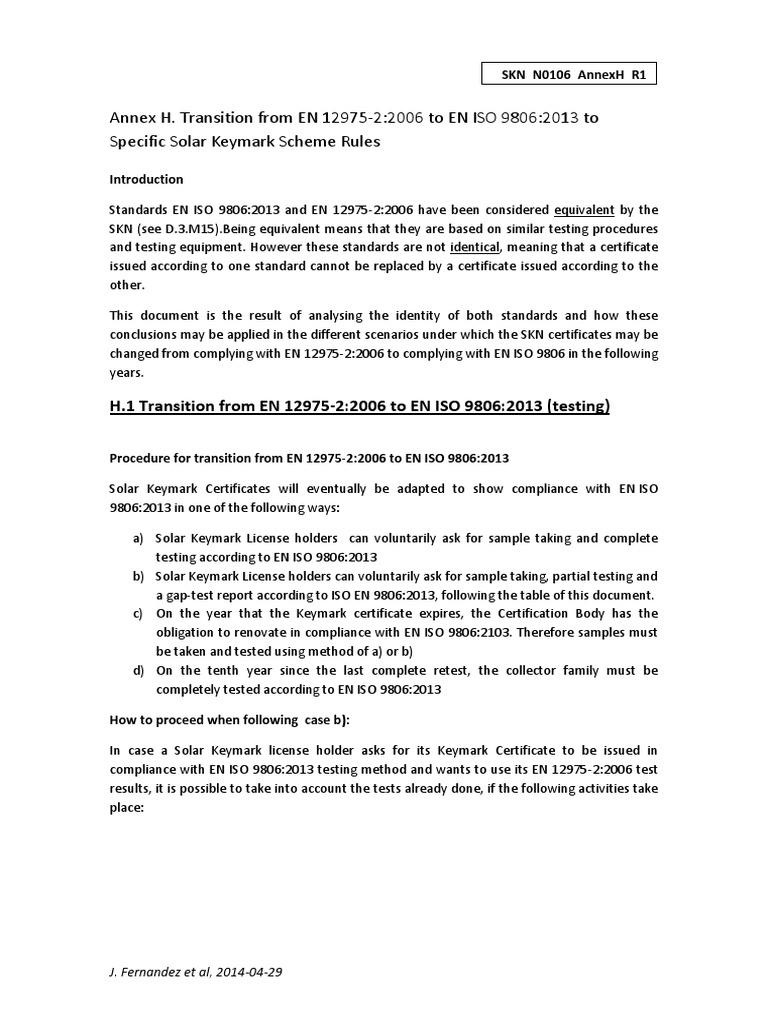 Solar Keymark Transition Guide | PDF | International Organization For ...
