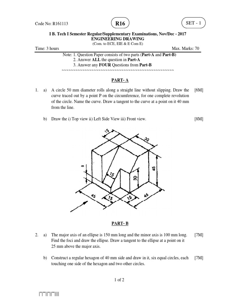 Engg. Drawing Q Paper | PDF | Ellipse | Triangle