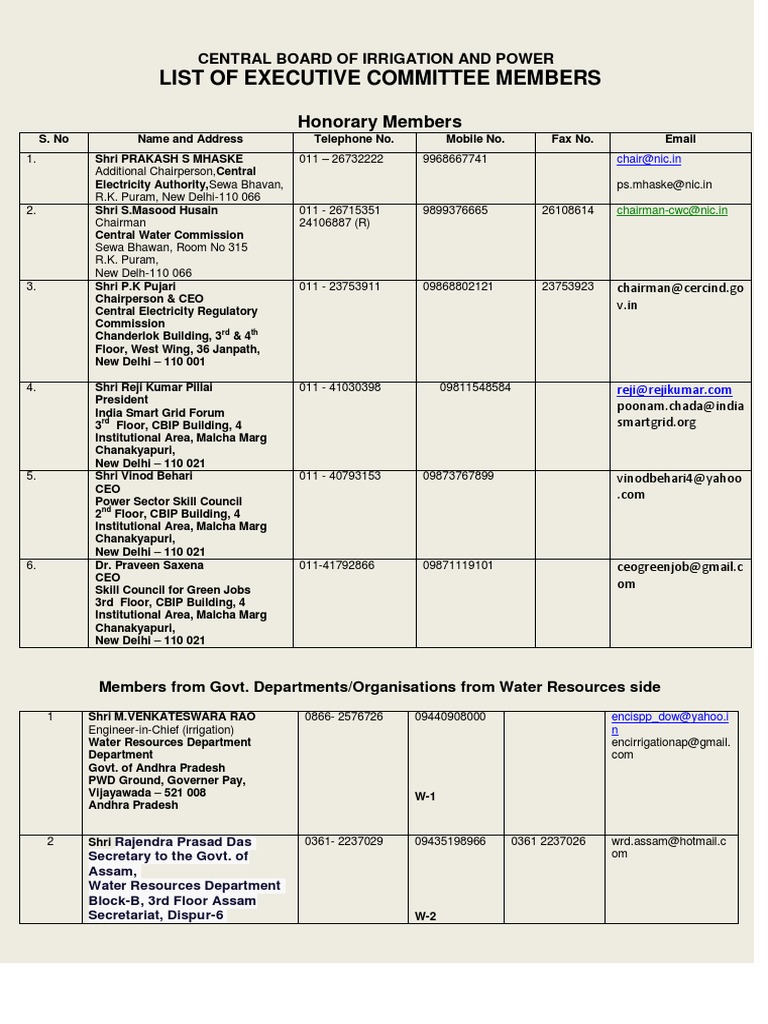 List of Executive Committee Members | PDF | Gujarat | Business