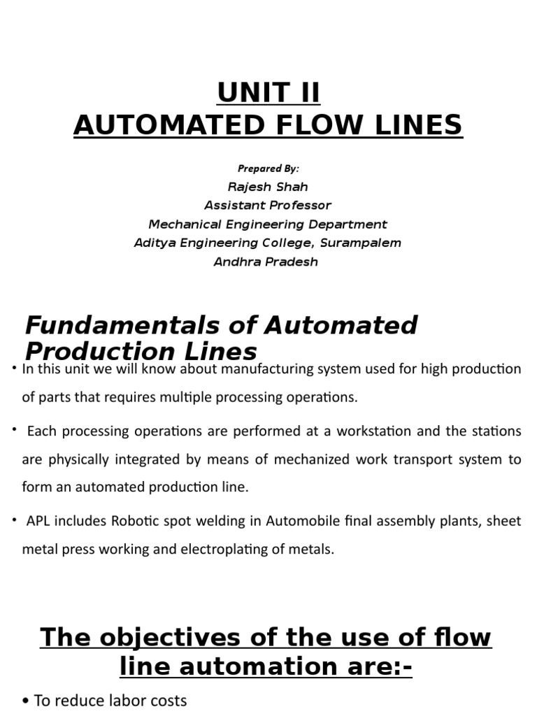 Unit Ii Automated Flow Lines | PDF | Automation | Reliability Engineering